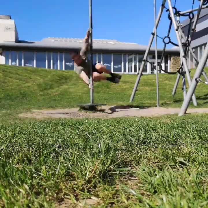 Man Spins Horizontally on Metallic Pole | Jukin Licensing