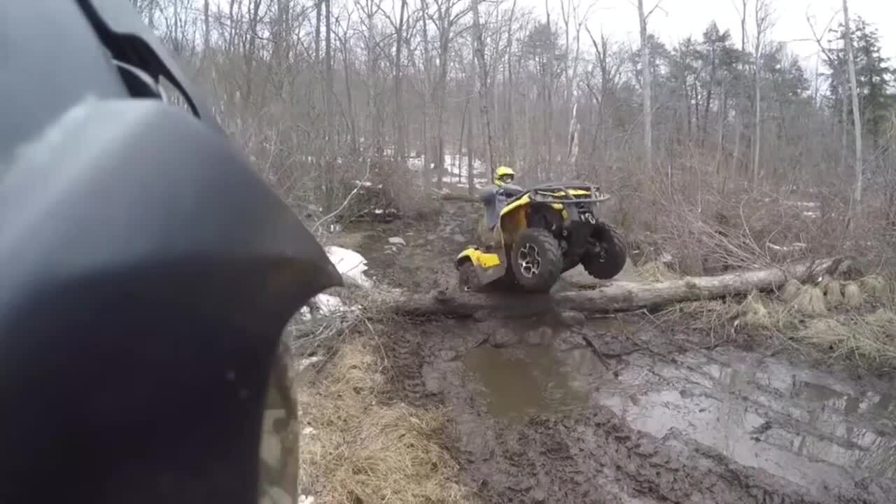Man Falls Into Mud as ATV Hits Tree Trunk | Jukin Licensing