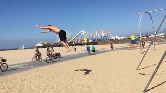 Guy Does Double Flip Off Swing Set | Jukin Licensing