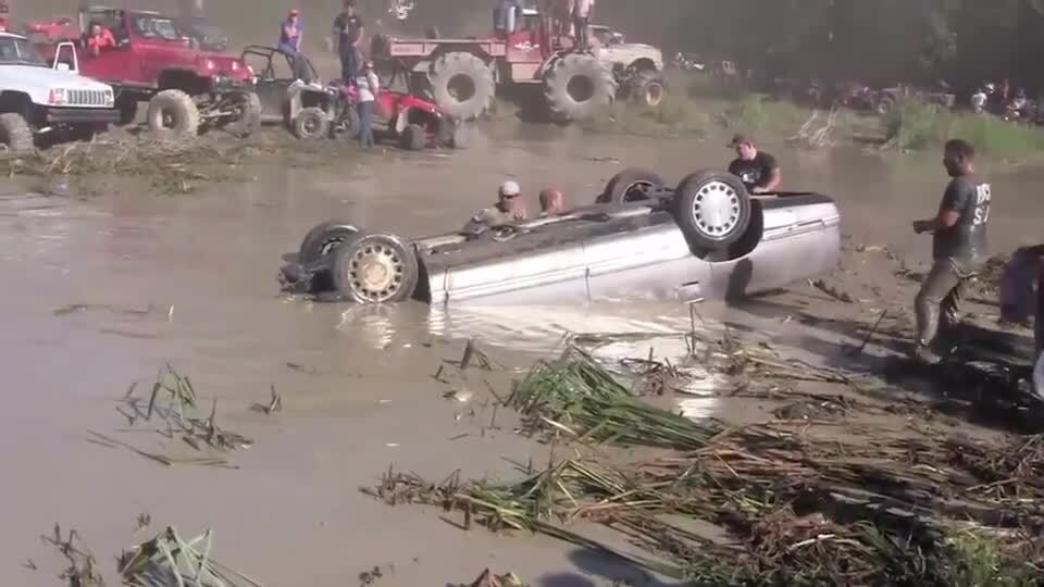 Car Hits Dirt Jump and Crashes in Mud | Jukin Licensing