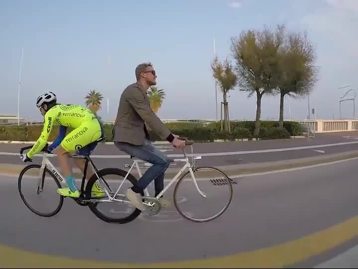 Guy Rides Backwards on Tandem Bike | Jukin Licensing