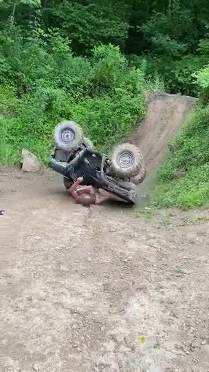 Man Flips Back While Driving ATV on Slope and Falls Hard on Ground ...