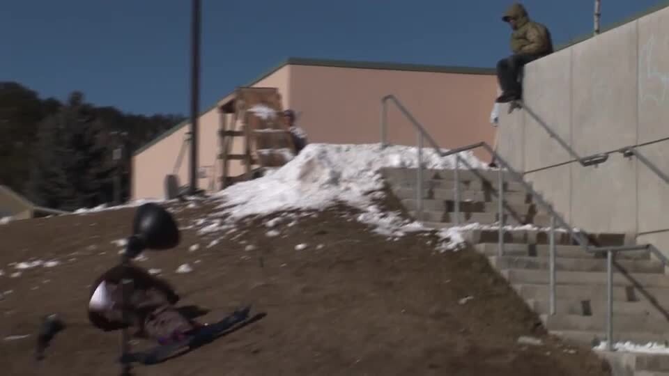 Guy Wearing Thong Over Pants Falls While Attempting Skiing Trick | Jukin Licensing