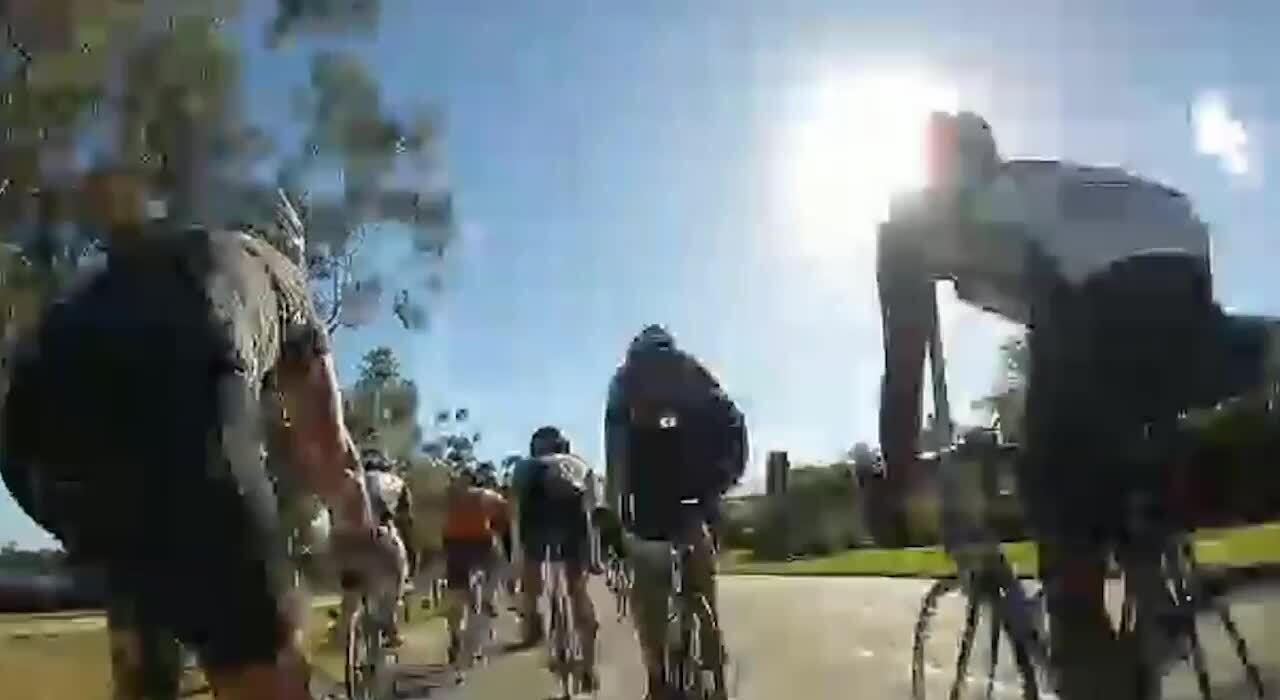 Cyclist Fails and Falls After Losing Balance While Cycling in Group ...