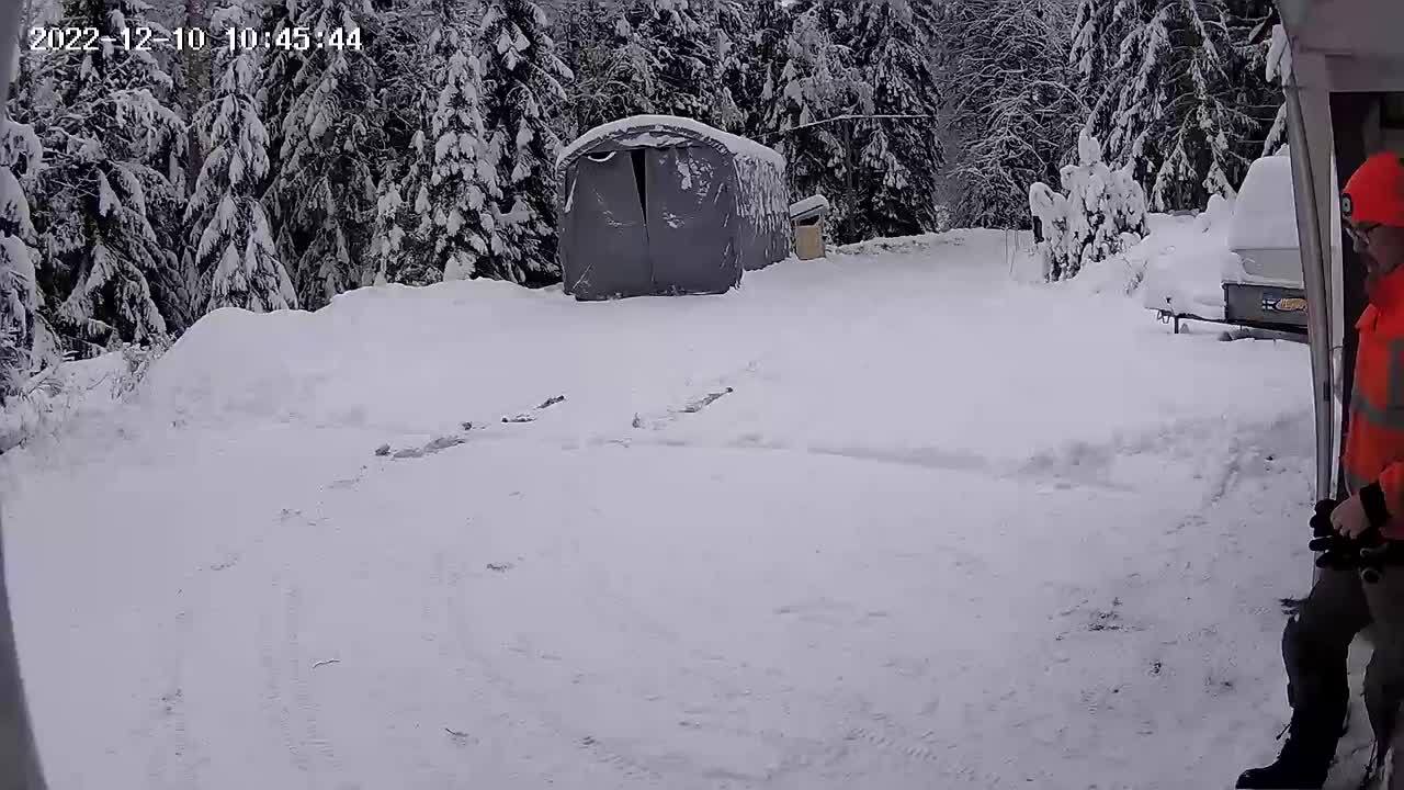 Man Narrowly Escapes Falling Tree Branch Covered in Snow | Jukin Licensing