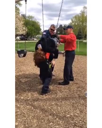 Girl Gets Stuck in Baby Swing and had to be Rescued by Police | Jukin ...