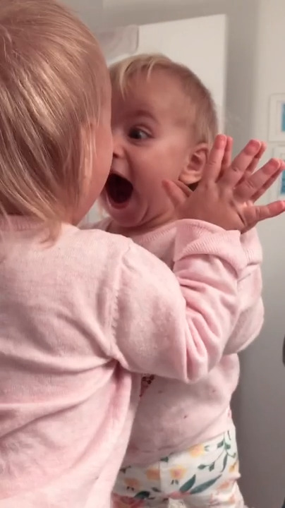 Cute Baby Makes Shocked Reaction Faces at Mirror Reflection | Jukin ...