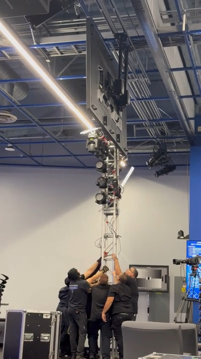 Tall Lighting Tower Bumps Into Ceiling Lights and Breaks It | Jukin ...