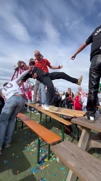 Three Drunk Friends Fall Off Table While Dancing at Irish Festival ...