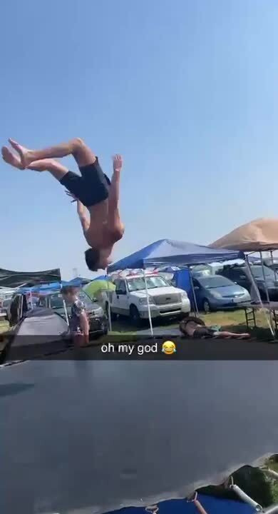 Man Falls from Trampoline While Attempting Backflip | Jukin Licensing