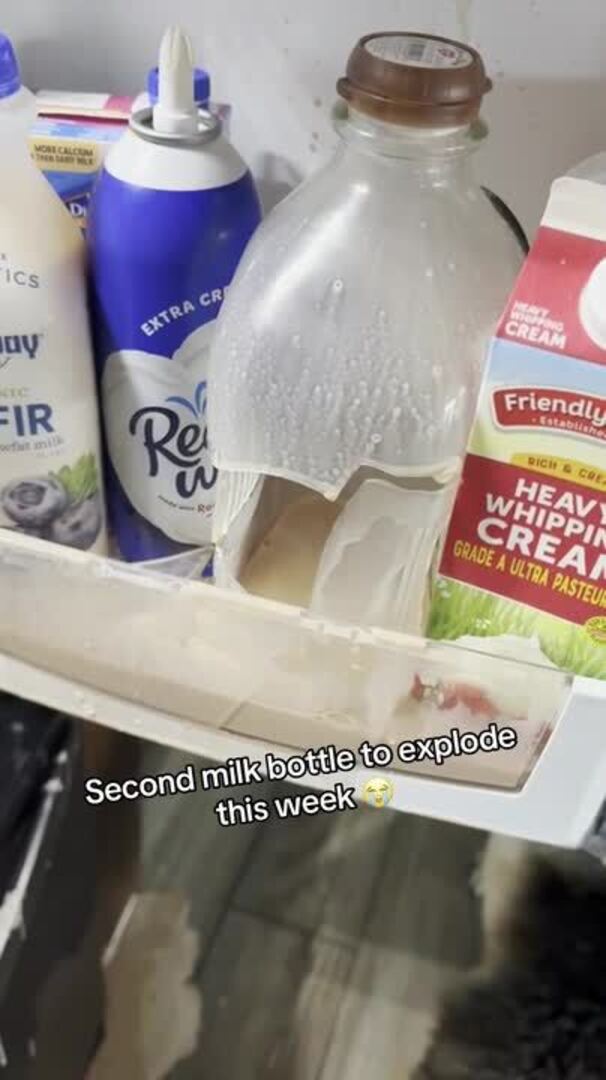 Milk Spills All Over Refrigerator After Bottle Explodes | Jukin Licensing