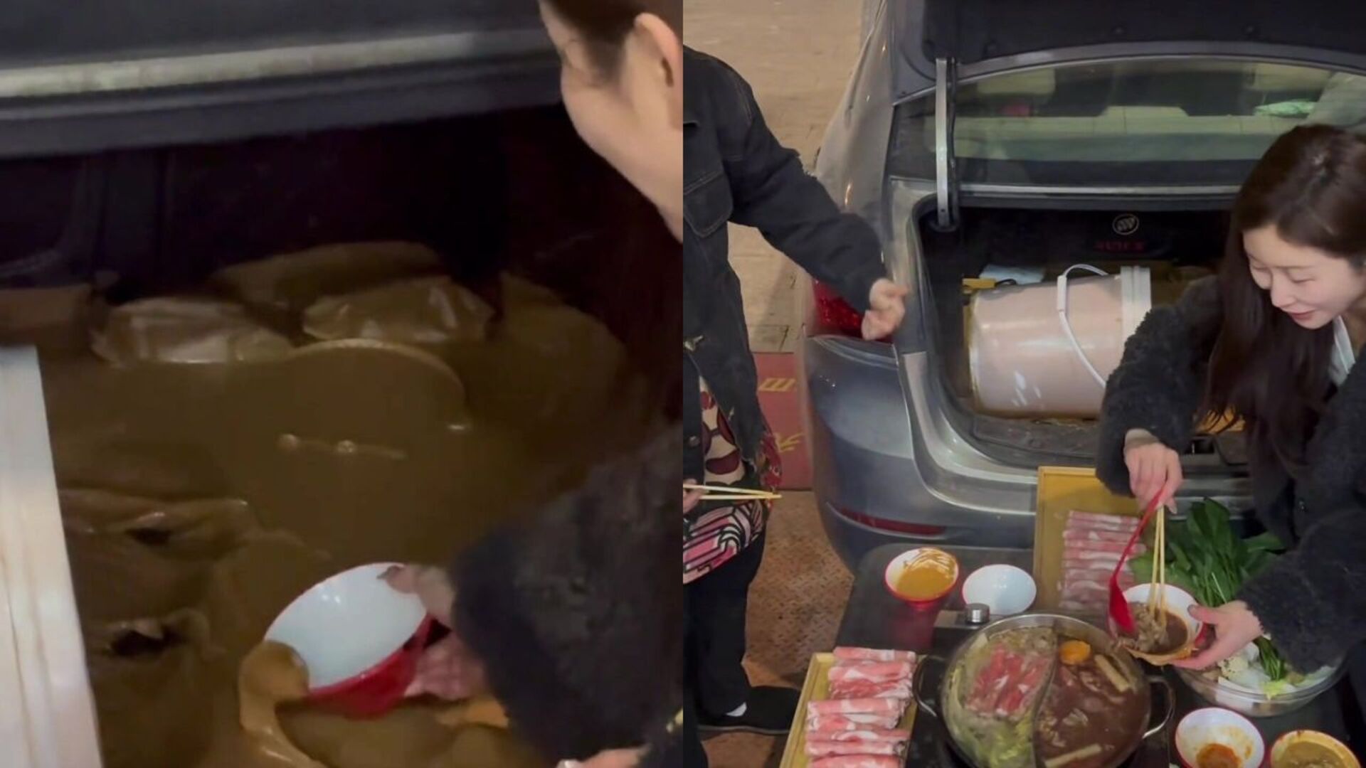Woman Prepares Meal in Car Boot After Accidentally Spilling Sesame ...