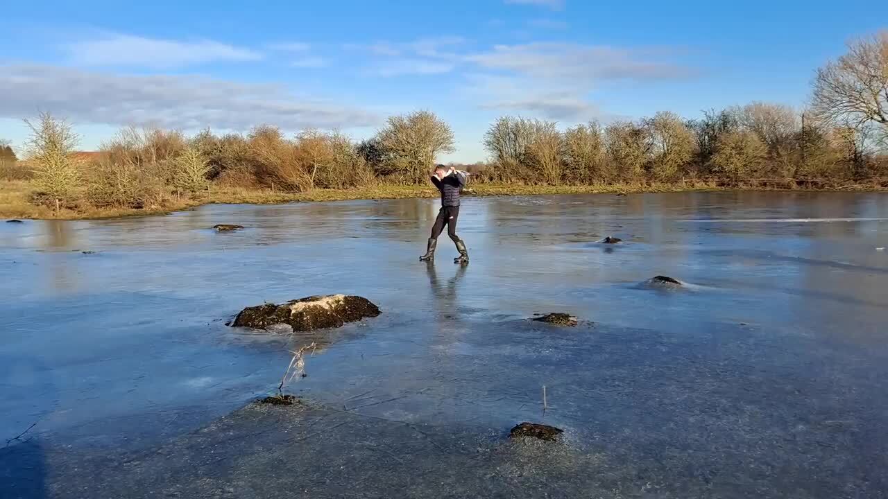 Man Slides on Ice Before Fall | Jukin Licensing
