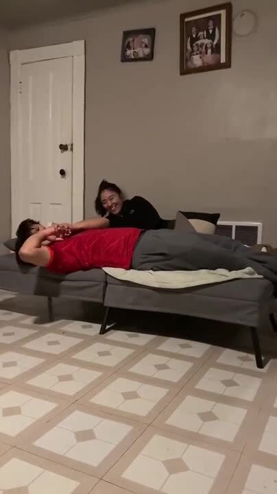 Woman and Kid Tumble off Bed While Trying to Pull Man Down | Jukin ...