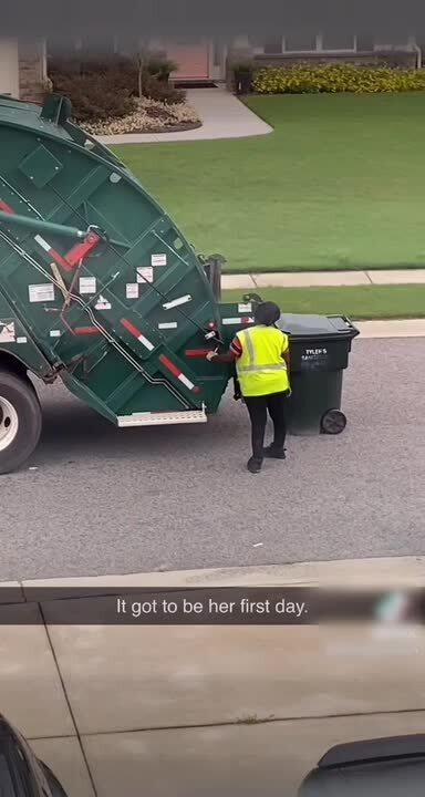 Garbage Truck Worker Struggles with Bin Lift on First Day | Jukin Licensing