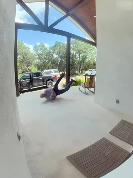 Man Stumbles and Falls While Stepping Inside | Jukin Licensing